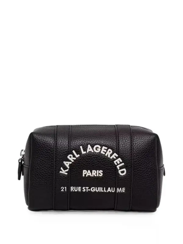 Karl Lagerfeld Logo-embroidered Grained-texture Make Up Bag - Black