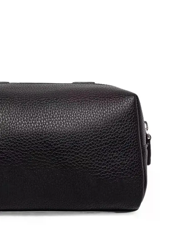 Karl Lagerfeld Grained Texture Embroidered Logo Makeup Bag