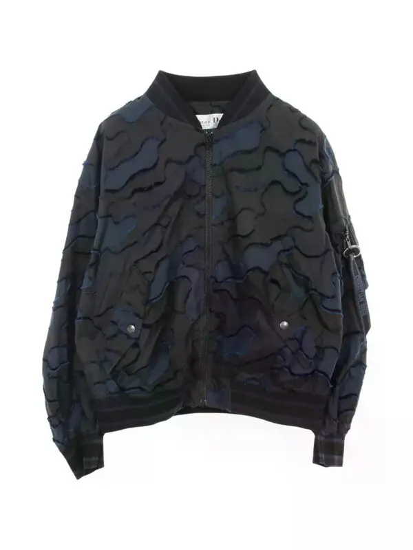 Dior 2010s Bee Embroidery Camouflage Bomber Jacket - Black