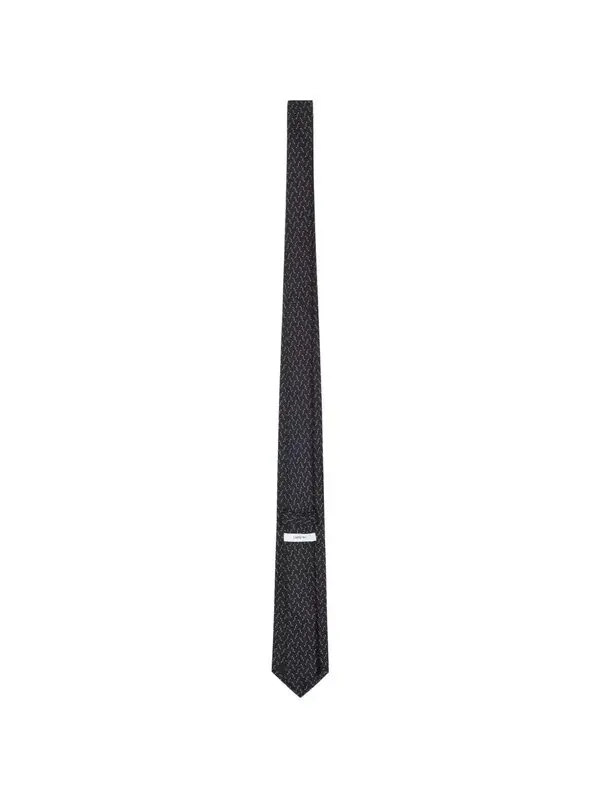 LARDINI Patterned Silk Tie - Black