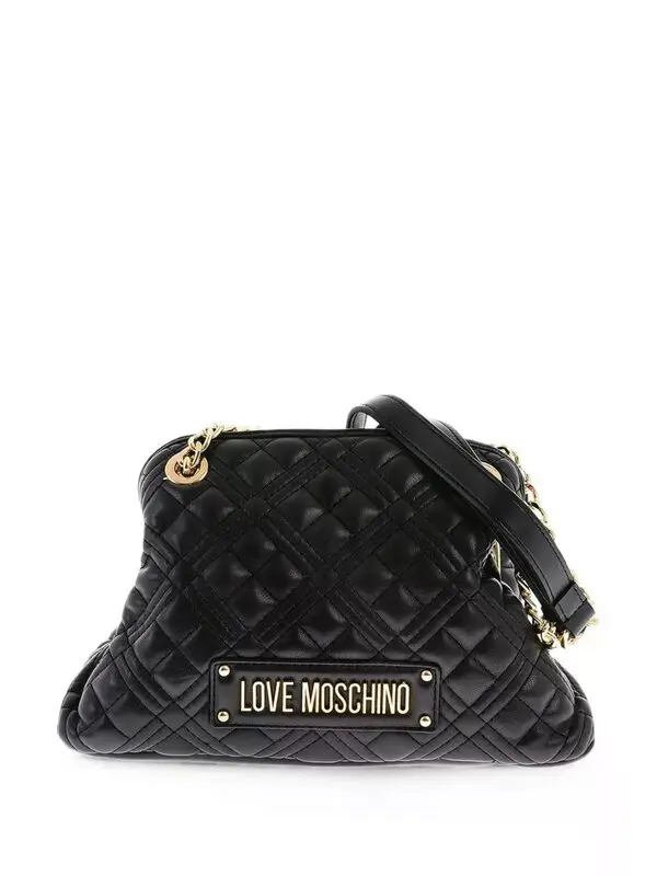 Moschino Quilted Logo-plaque Midi Tote Bag - Black