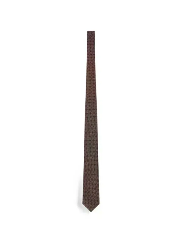 LARDINI Geometric-print Silk Tie - Brown