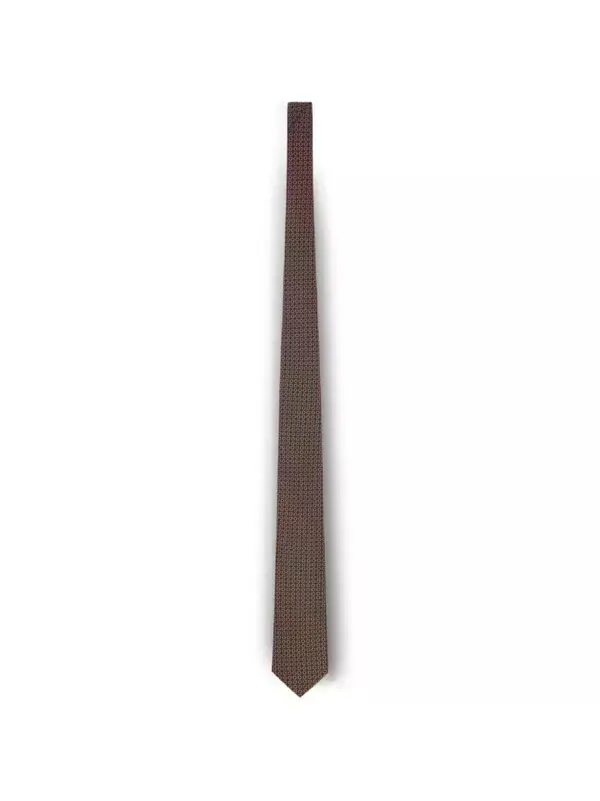 LARDINI Geometric Print Silk Neck Tie - Brown