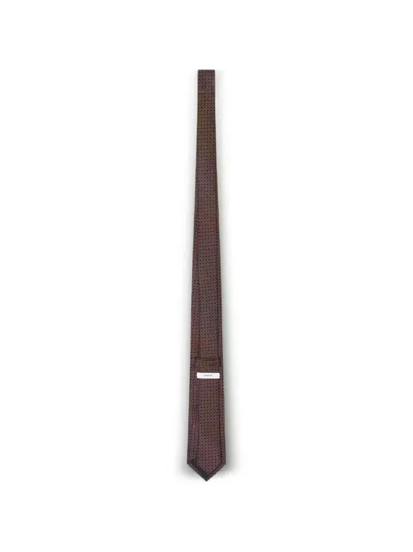 LARDINI Geometric Print Silk Neck Tie - Brown