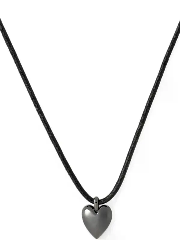 JENNIFER FISHER Puffy Heart Leather Necklace - Black