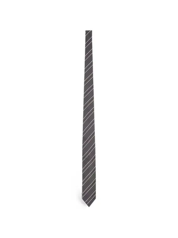 LARDINI Striped Silk Tie - Grey
