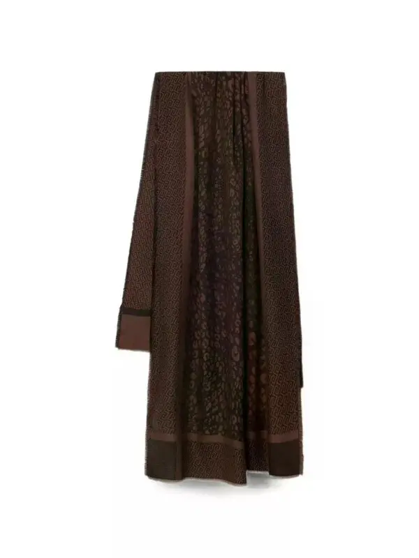 Liu Jo Leopard-print Logo-pattern Scarf - Brown