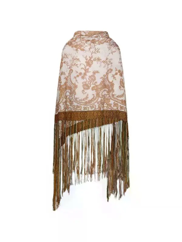PIERRE-LOUIS MASCIA Aloeuw Floral-print Fringed Scarf - Neutrals