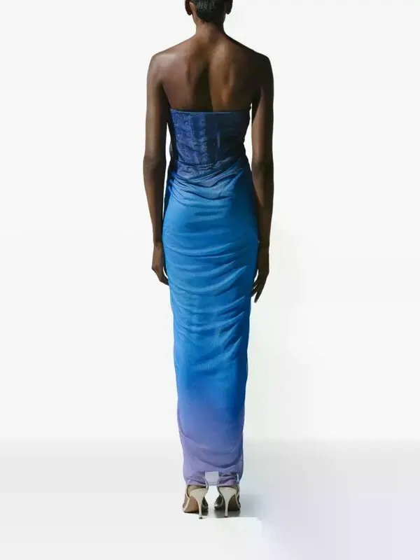 BAOBAB Lena Draped Strapless Maxi Dress - Blue