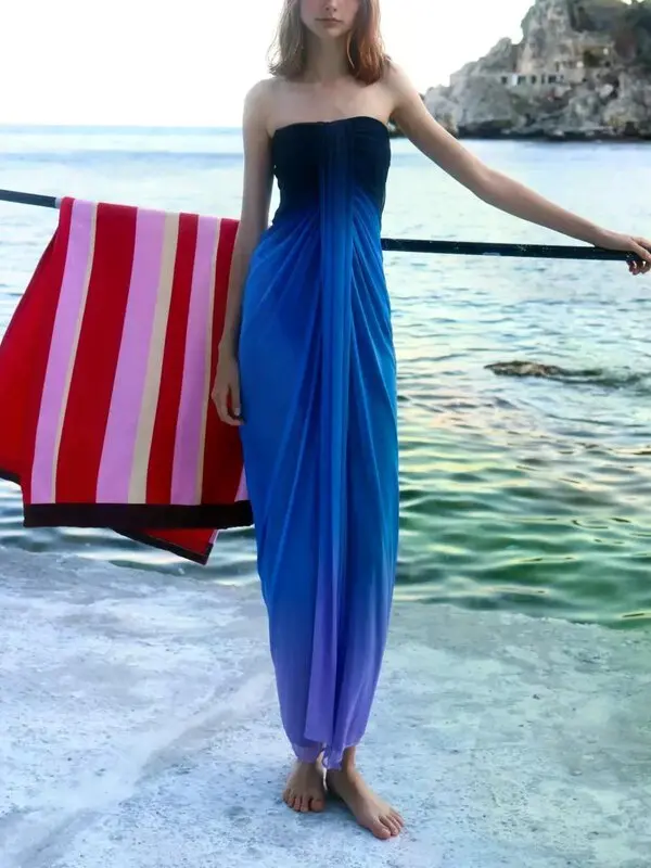 BAOBAB Lena Draped Strapless Maxi Dress - Blue