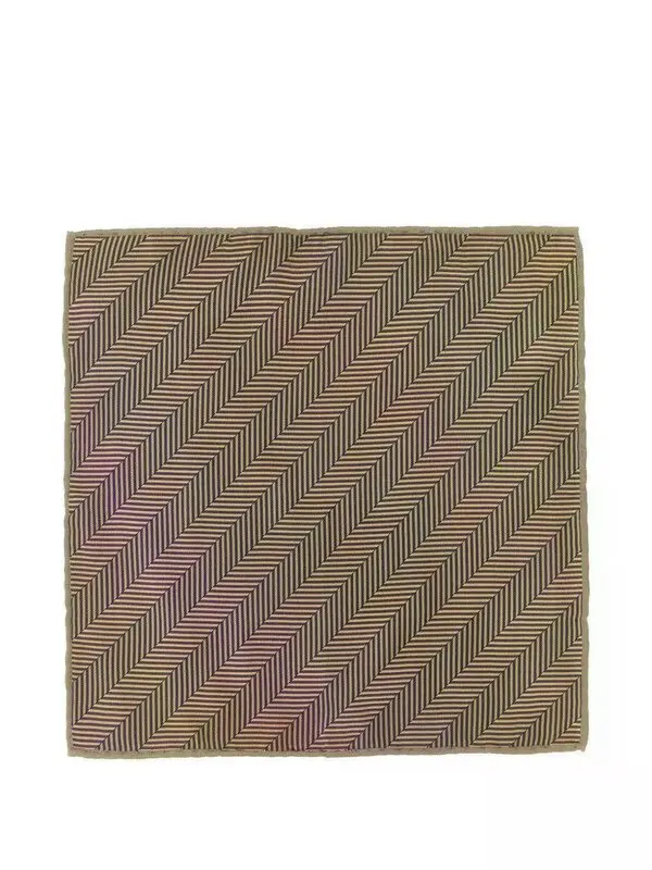 Brunello Cucinelli Chevron-pattern Silk Pocket Square - Brown
