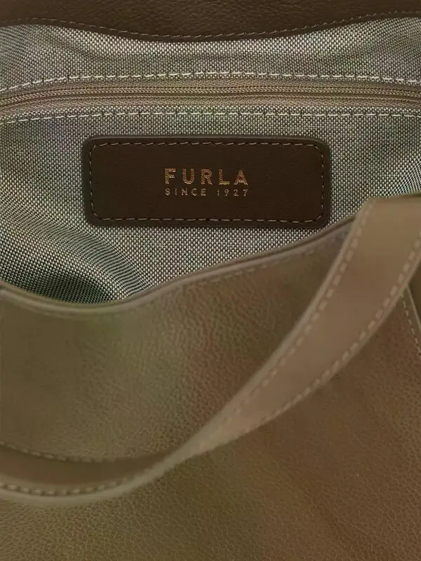Furla Goccia Grained Leather Tote Bag With Arco Logo Hardware - Neutrals