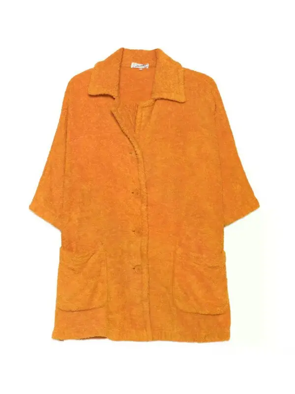 Hermès 2000s Embroidered Cotton Bathrobe - Orange