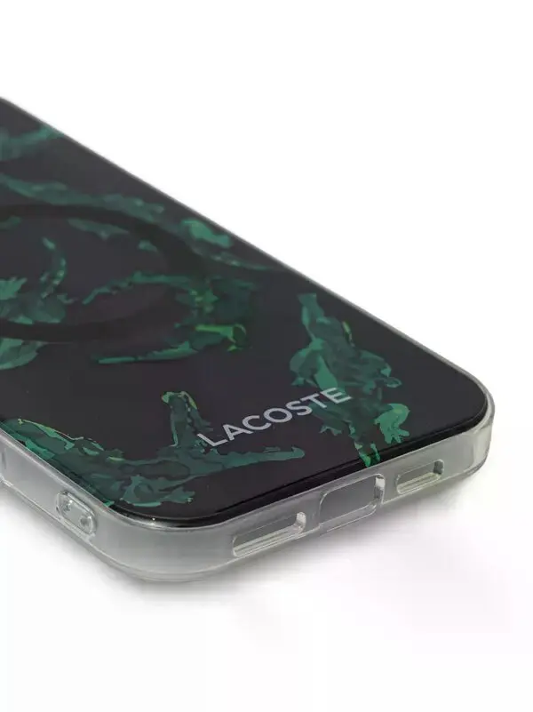 Lacoste Crocodile-print Iphone 16 Case - Black