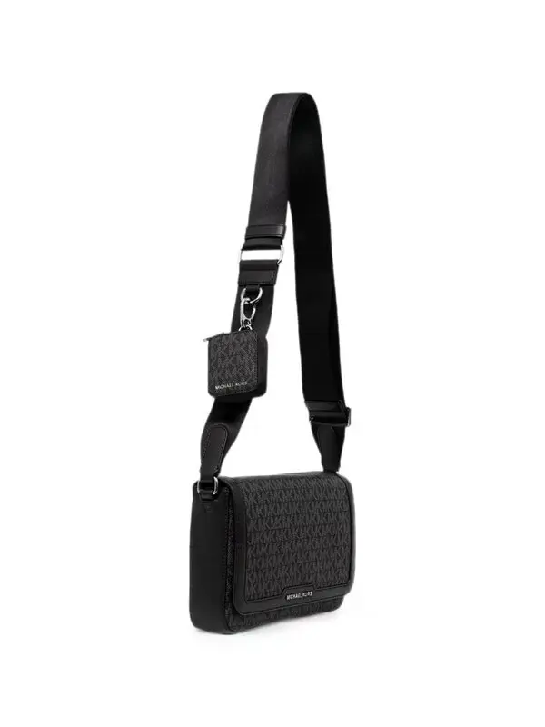 Michael Kors Hudson Monogram-print Messenger Bag - Black