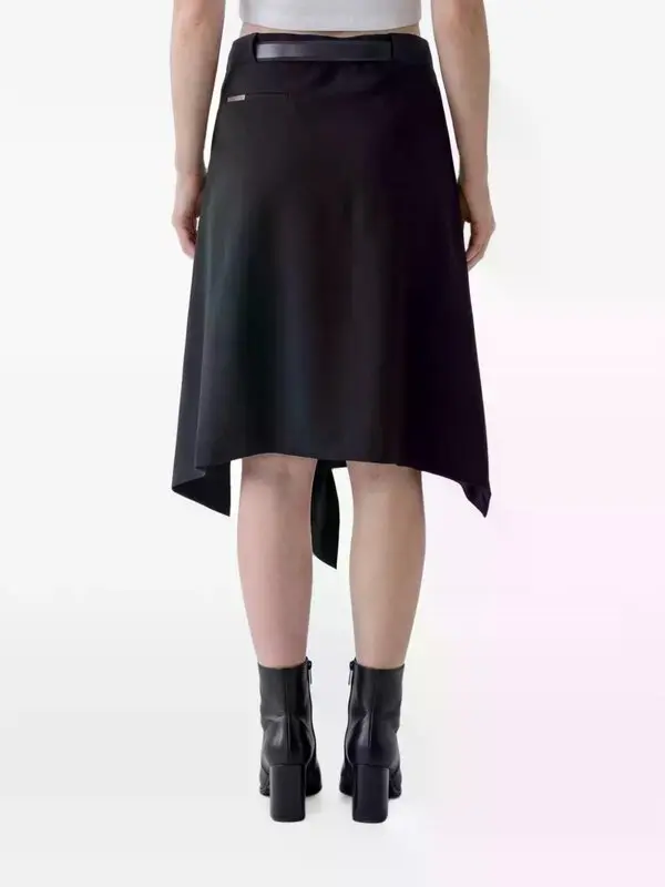 Attico Belted Asymmetric Skirt - Black