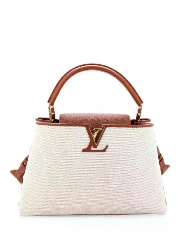 LOUIS VUITTON Capucines Pm Satchel Bag In Canvas And Taurillon Leather - Neutrals