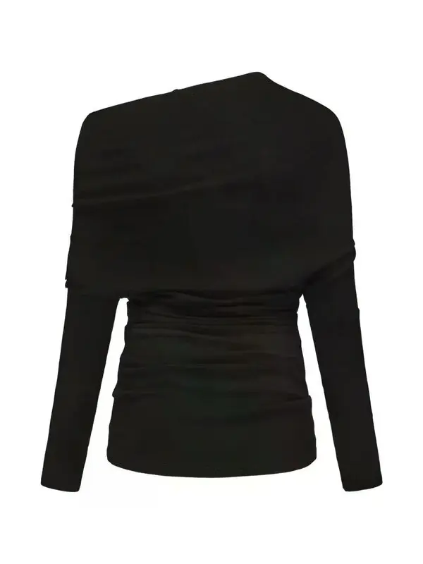 ELYWOOD Asymmetrical Draped Off-shoulder Long-sleeved T-shirt