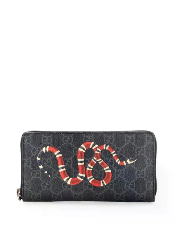 Gucci Zip Around Wallet Printed Gg Coated Canvas Small Wallets - Black