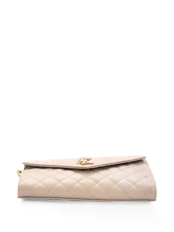 Saint Laurent Classic Monogram Envelope Wristlet Clutch Bag - Neutrals