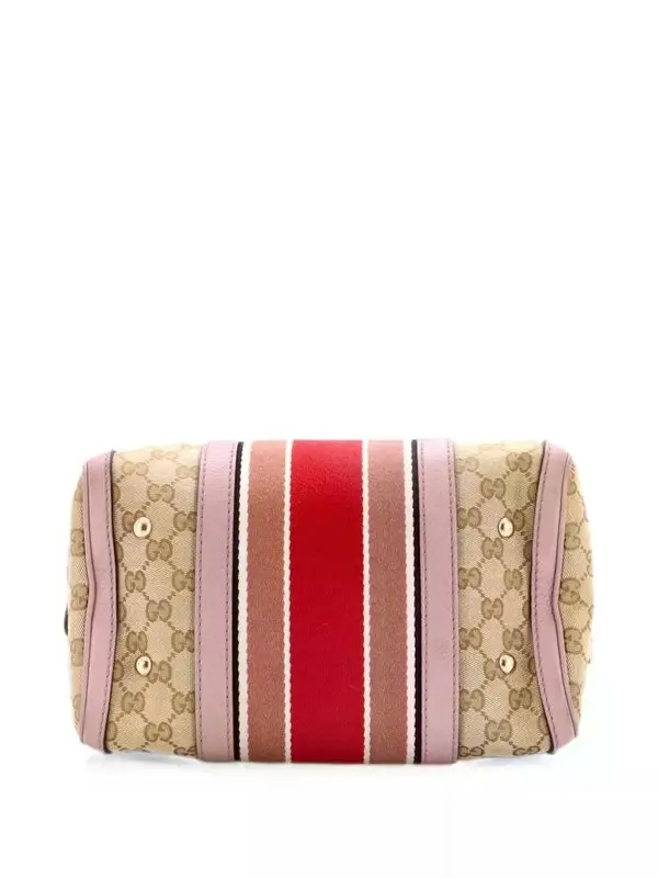 Gucci Vintage Web Boston Bag Gg Canvas Small Satchel - Brown