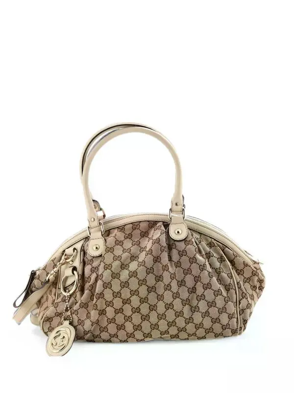 Gucci Sukey Boston Bag Gg Canvas Satchel - Brown