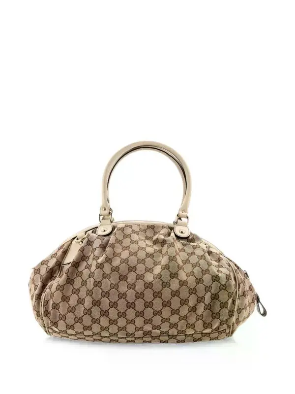 Gucci Sukey Boston Bag Gg Canvas Satchel