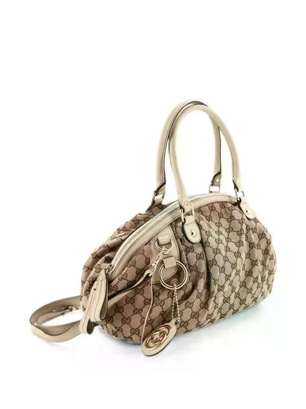 Gucci Sukey Boston Bag Gg Canvas Satchel
