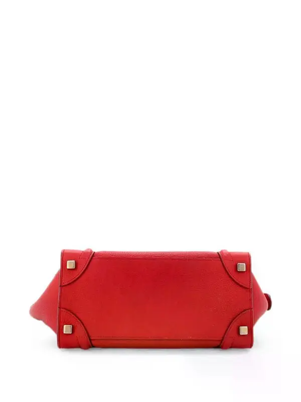 Celine Luggage Bag Grainy Leather Micro Tote Bag - Red