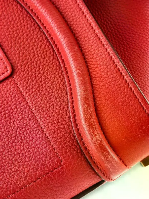 Celine Luggage Bag Grainy Leather Micro Tote Bag - Red
