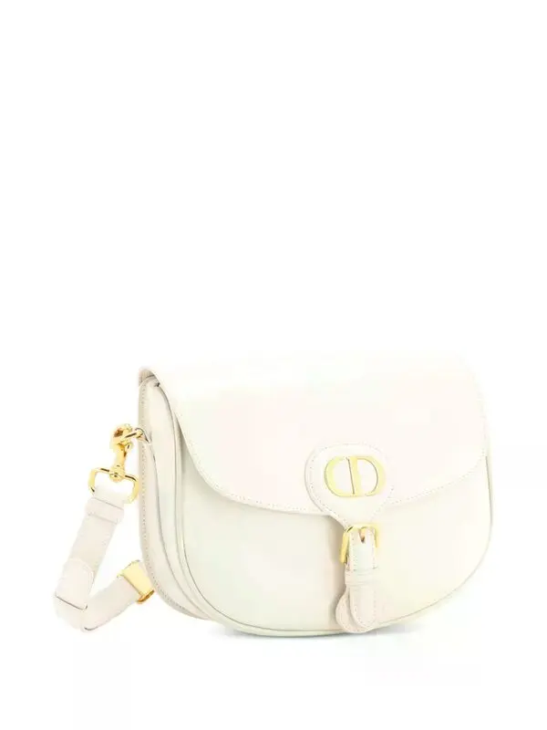 Dior Bobby Flap Bag Leather Medium Crossbody Bag - White