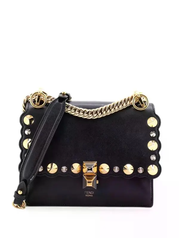 Fendi Kan I Bag Studded Leather Small Shoulder Bag - Black