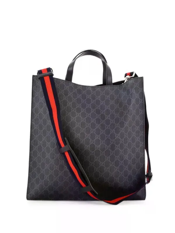 Gucci Convertible Soft Open Gg Coated Canvas Tall Tote Bag - Black
