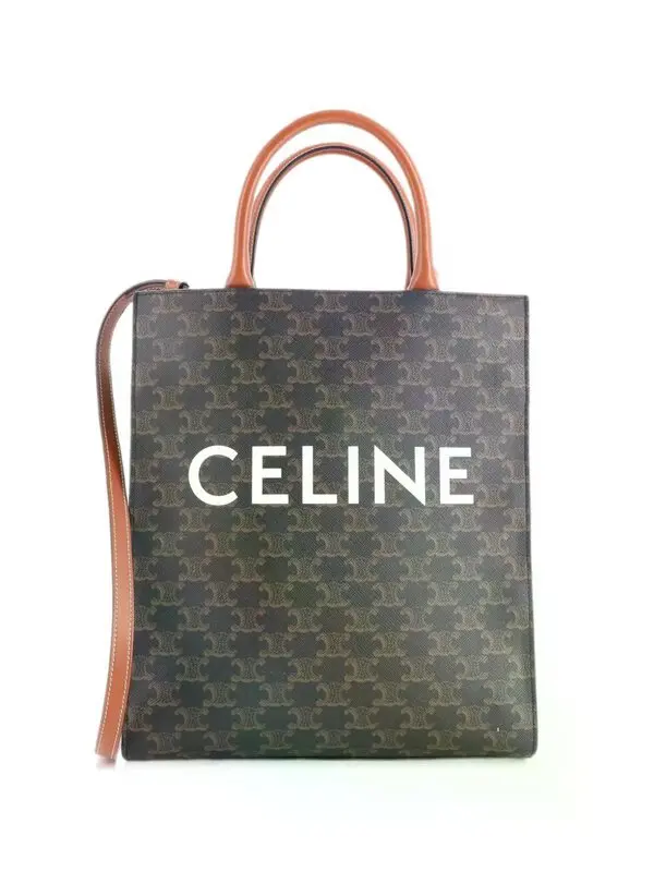 Celine Vertical Cabas Triomphe Coated Canvas Small Tote Bag - Brown