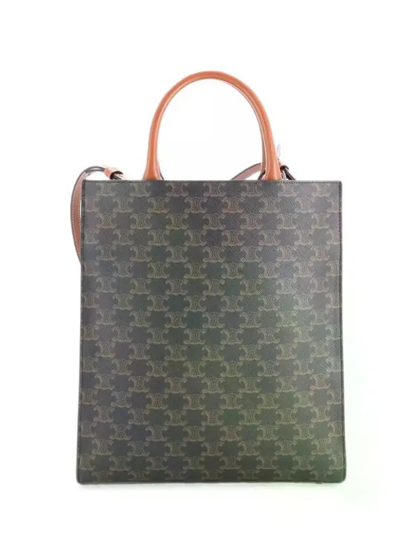 Celine Vertical Cabas Triomphe Coated Canvas Tote Bag - Brown
