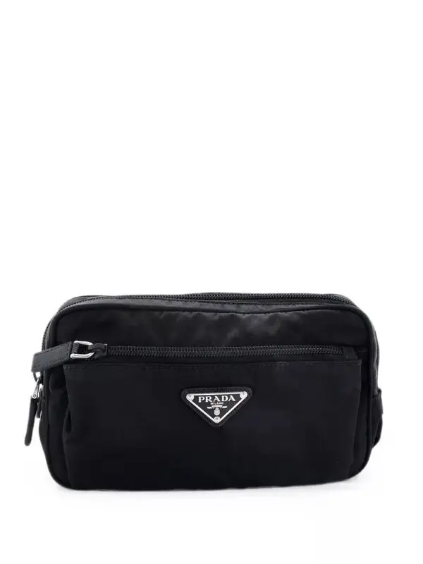 Prada Front Pocket Re-nylon With Saffiano Leather Belt Bag - Black