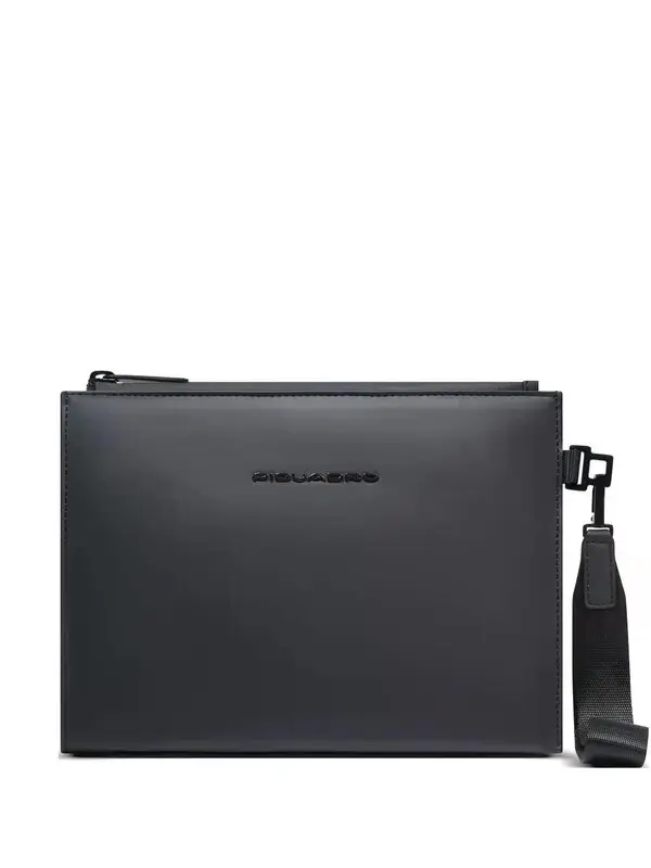 PIQUADRO Water-resistant Rubberized Clutch Bag - Black
