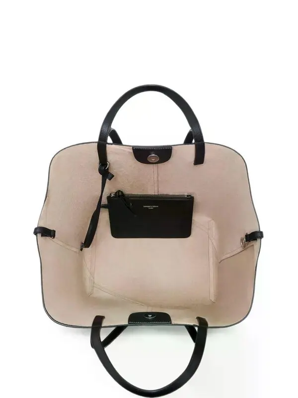 Emporio Armani Logo-print Pebbled-leather Tote Bag - Black