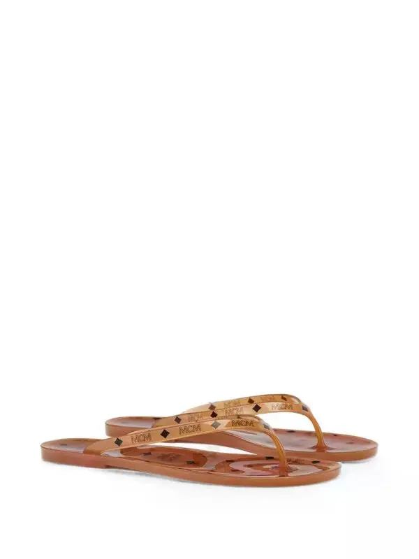 Mcm Visetos-print Flip Flops - Neutrals