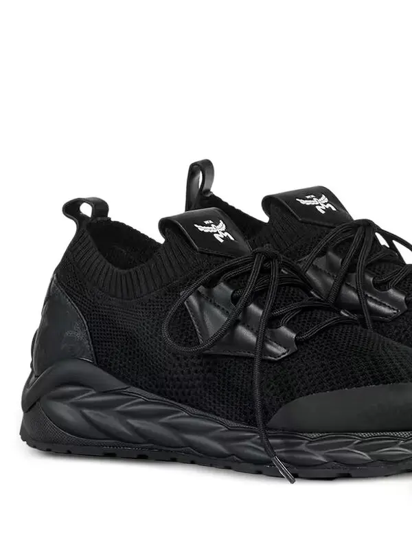 Mcm Logo-patch Knit Sneakers - Black
