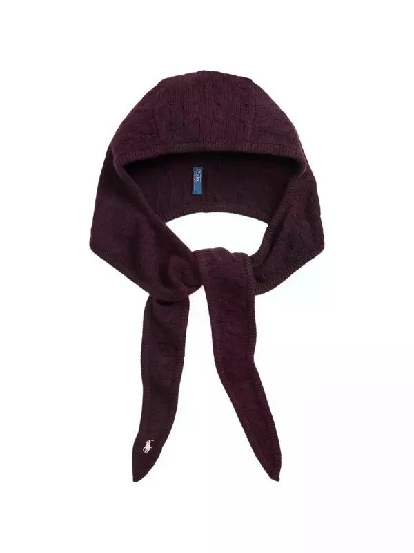 Polo Ralph Lauren Cable-knit Hooded Snood With Embroidered Pony Motif - Red