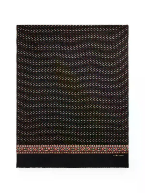 Polo Ralph Lauren Foulard-motif Fringe-trim Scarf - Black