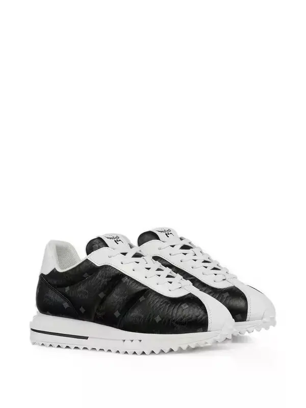 Mcm Visetos-print Leather Sneakers - Black