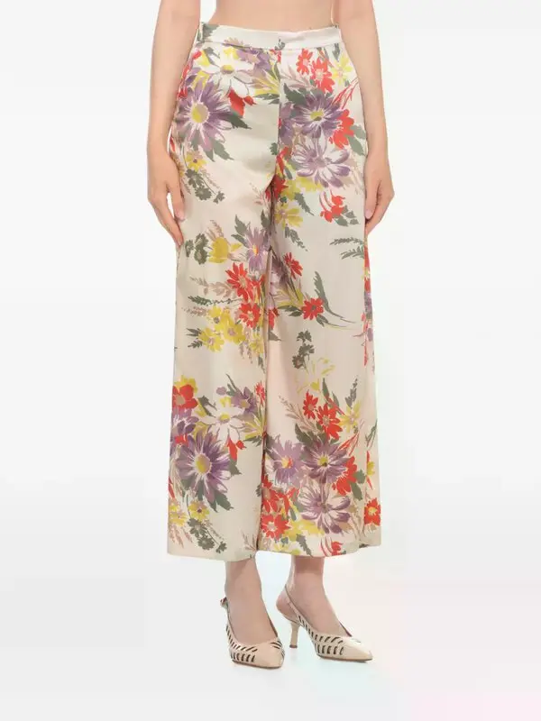EMME Floral Print Straight-leg Trousers