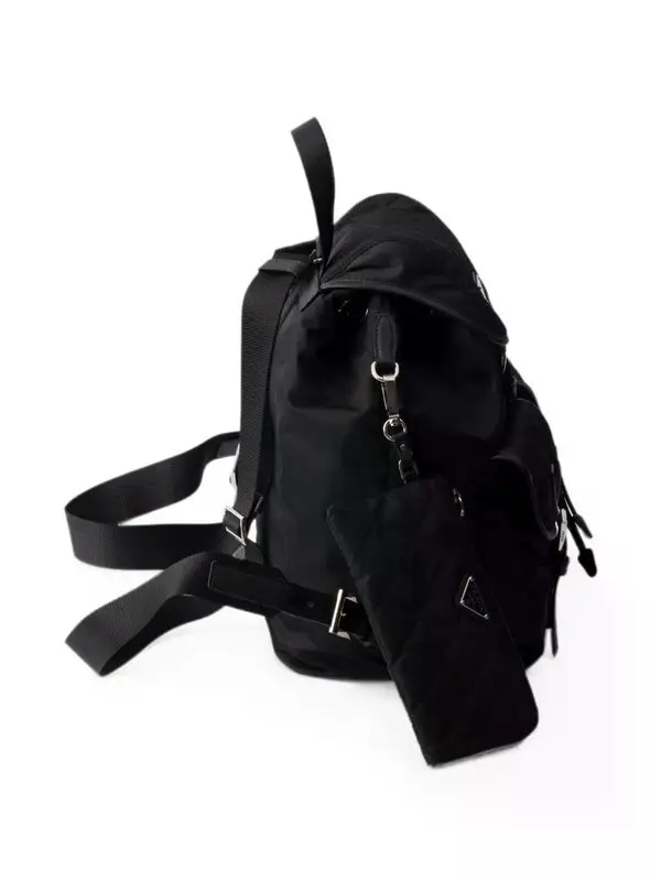 Prada Medium Quilted Re-nylon Backpack With Saffiano Leather Trim - Black