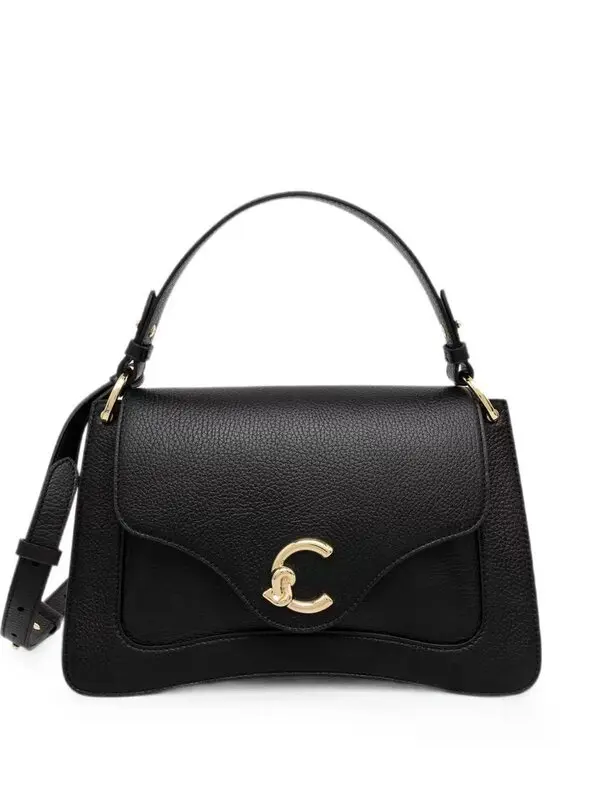 COCCINELLE C-me Logo-plaque Pebbled-leather Shoulder Bag - Black