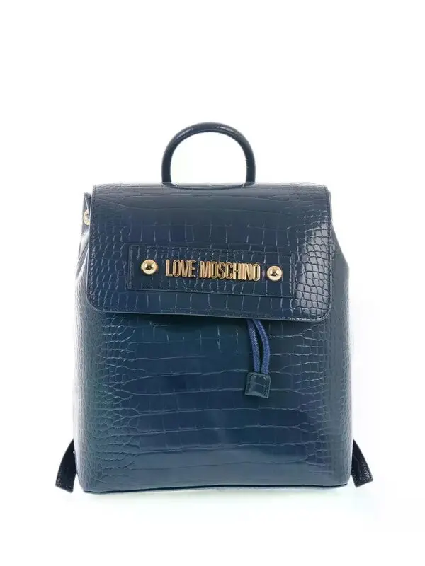 Moschino Crocodile-effect Backpack - Blue