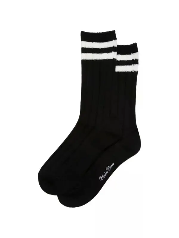 Undercover Striped Ribbed Socks - Black