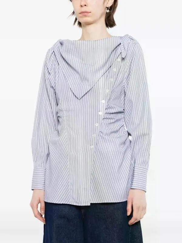 FETICO Striped Scarf-collar Blouse