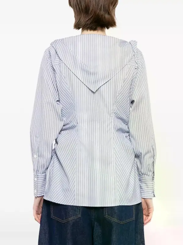 FETICO Striped Scarf-collar Blouse
